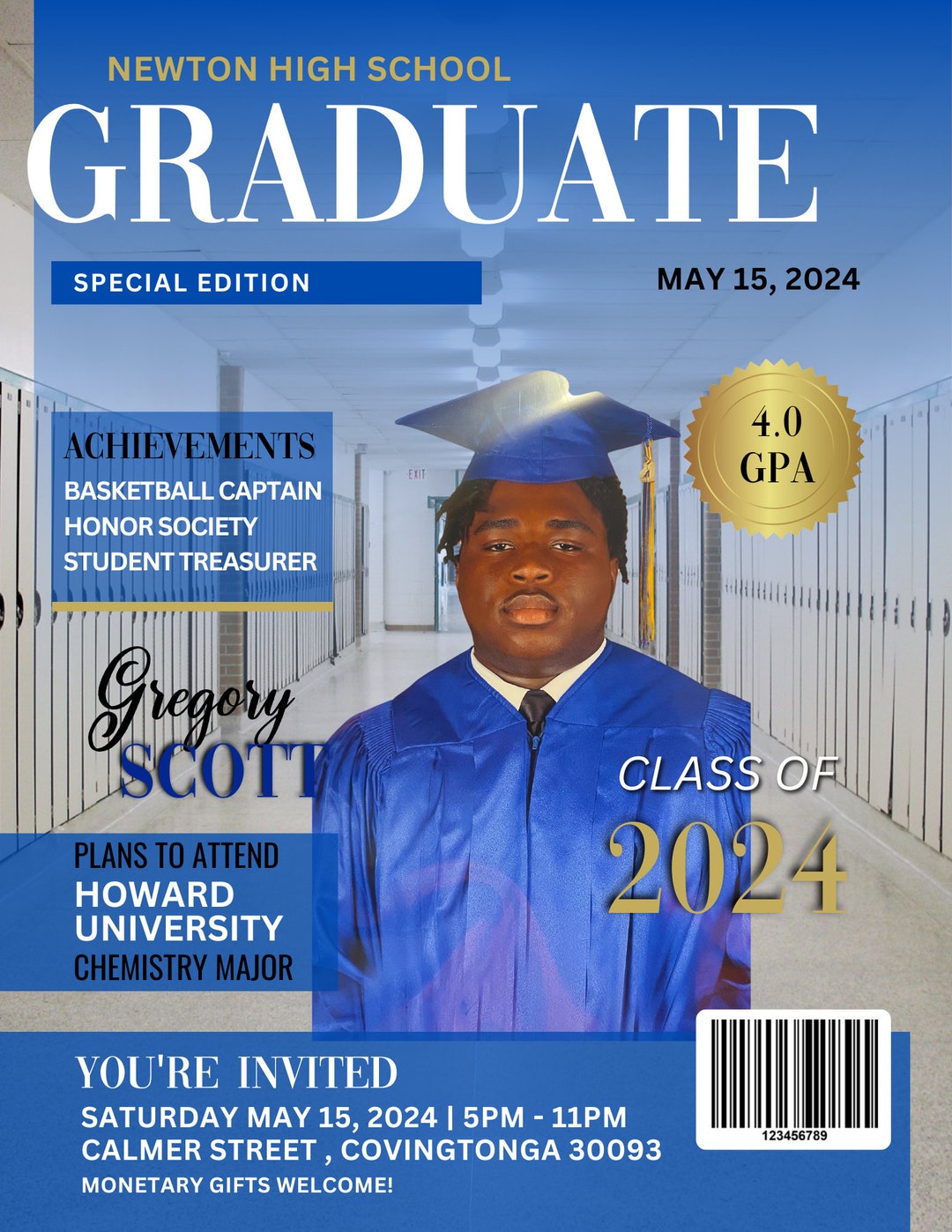 Canva Pro Editable Grad Magazine Cover - Etsy