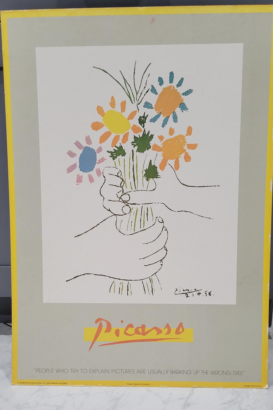 Pablo PICASSO Hand With Flowers Lithograph Art Print - Etsy