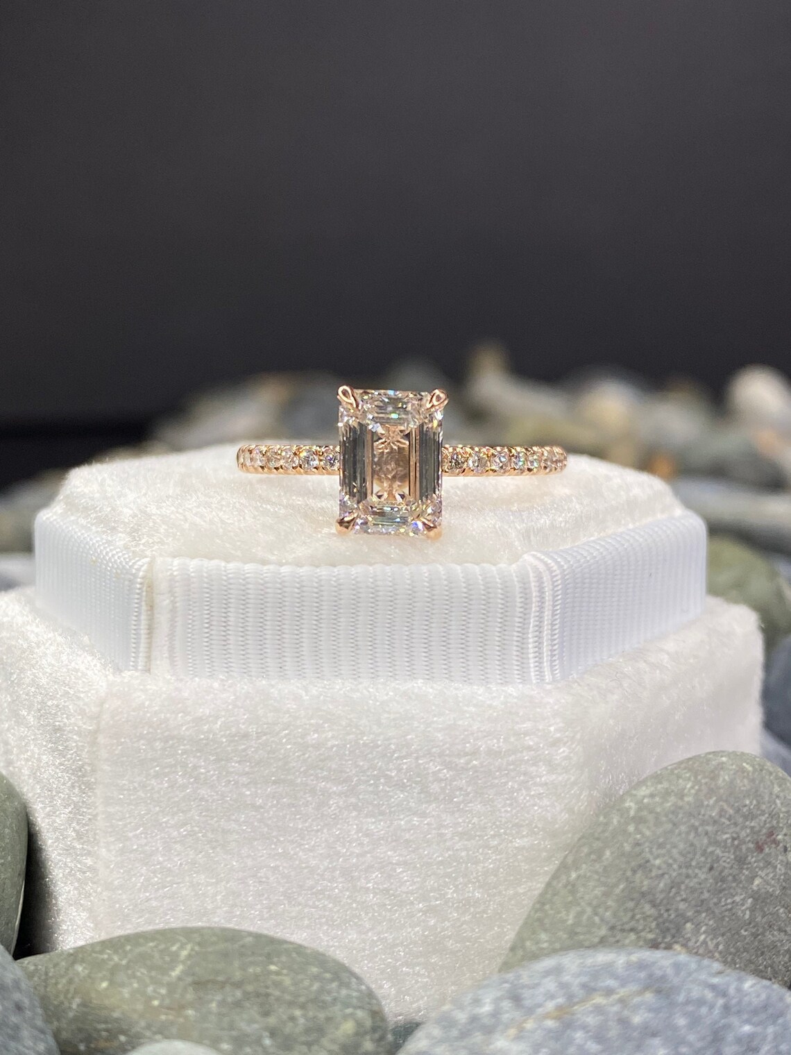 Lab grown diamond emerald cut diamond engagement ring 14K | Etsy