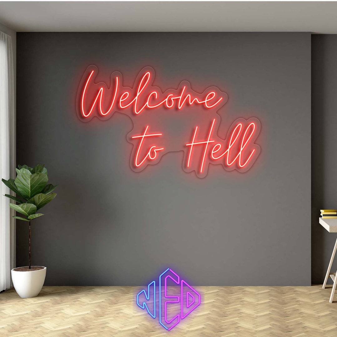 Welcome Neon Sign Devil / SALE / Custom Neon Sign Game Room Neon Bar ...