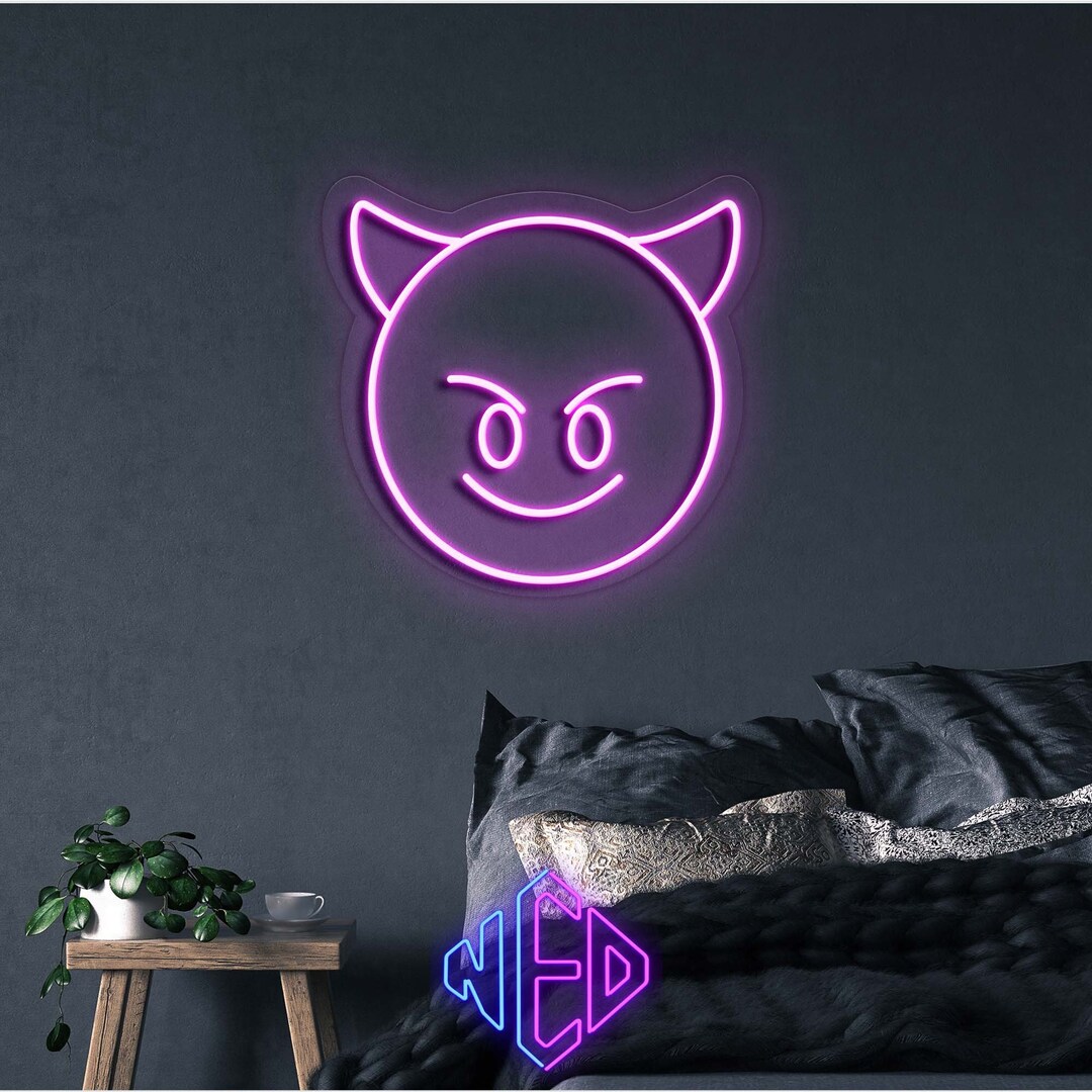 Neon Sign Bedroom / Purple Devil Neon Sign Neon Sign Kawaii Room Decor ...