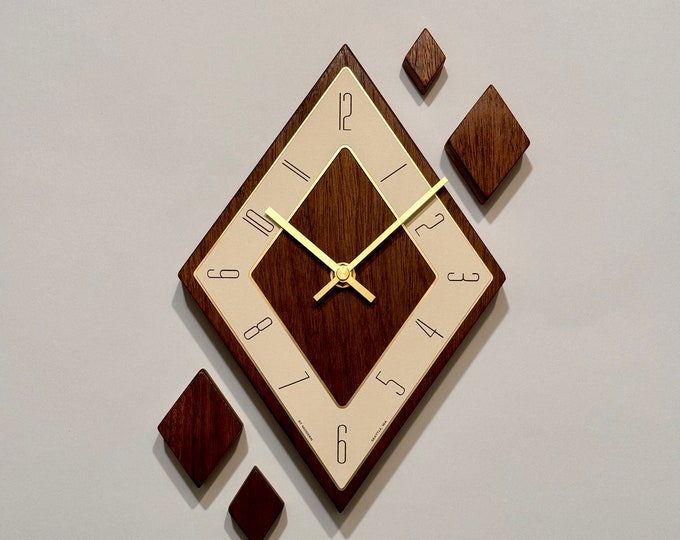 Mid-century Modern Diamonds Clock - Etsy