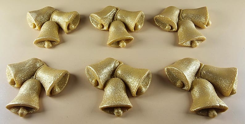 6 X Edible 3D 55mm Jingle Bells, Christmas Icing Toppers, Cake Cupcakes ...