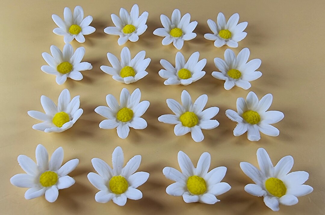 15 X Edible 3D Daisy Flowers Daisies Icing Toppers, Cake Cupcakes ...