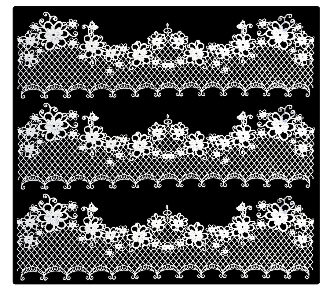 3 X Simply Heaven Edible Ready Made Cake Lace Made From Mat 84, Total ...