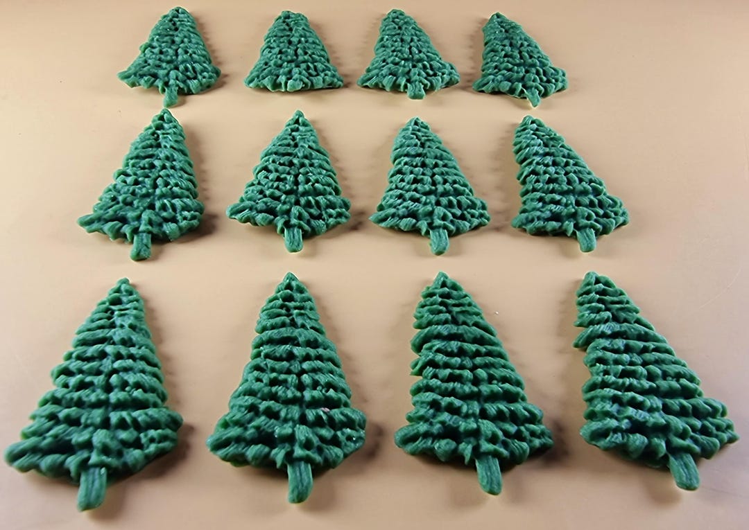 12 X Edible Handmade 3D, 50mm Medium Trees, Cake, Cupcake Toppers ...