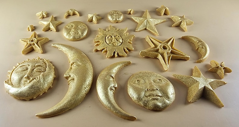 20 X Edible 3D 45mm Moon, Sun and Star Set, Icing Toppers, Cake ...