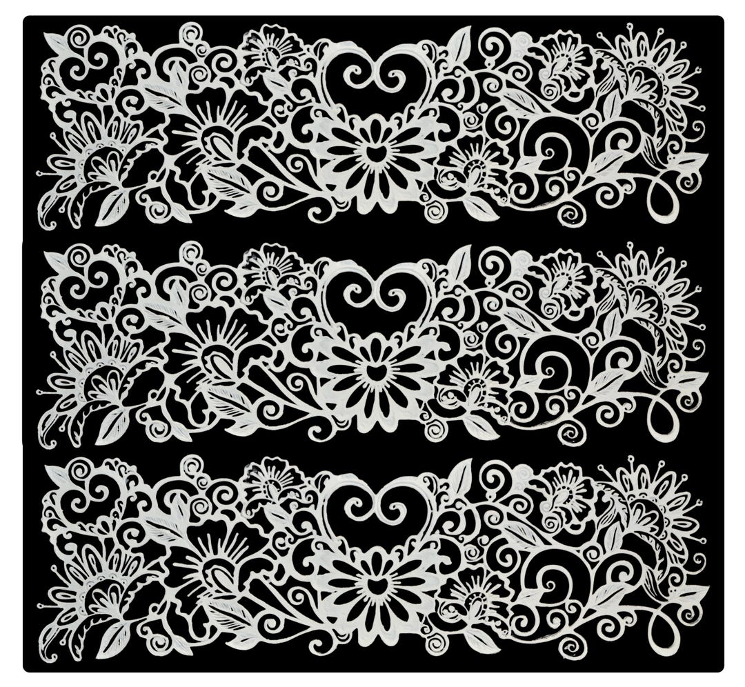 3 X Simply Heaven Edible Ready Made Cake Lace Made From Mat 57, Total ...