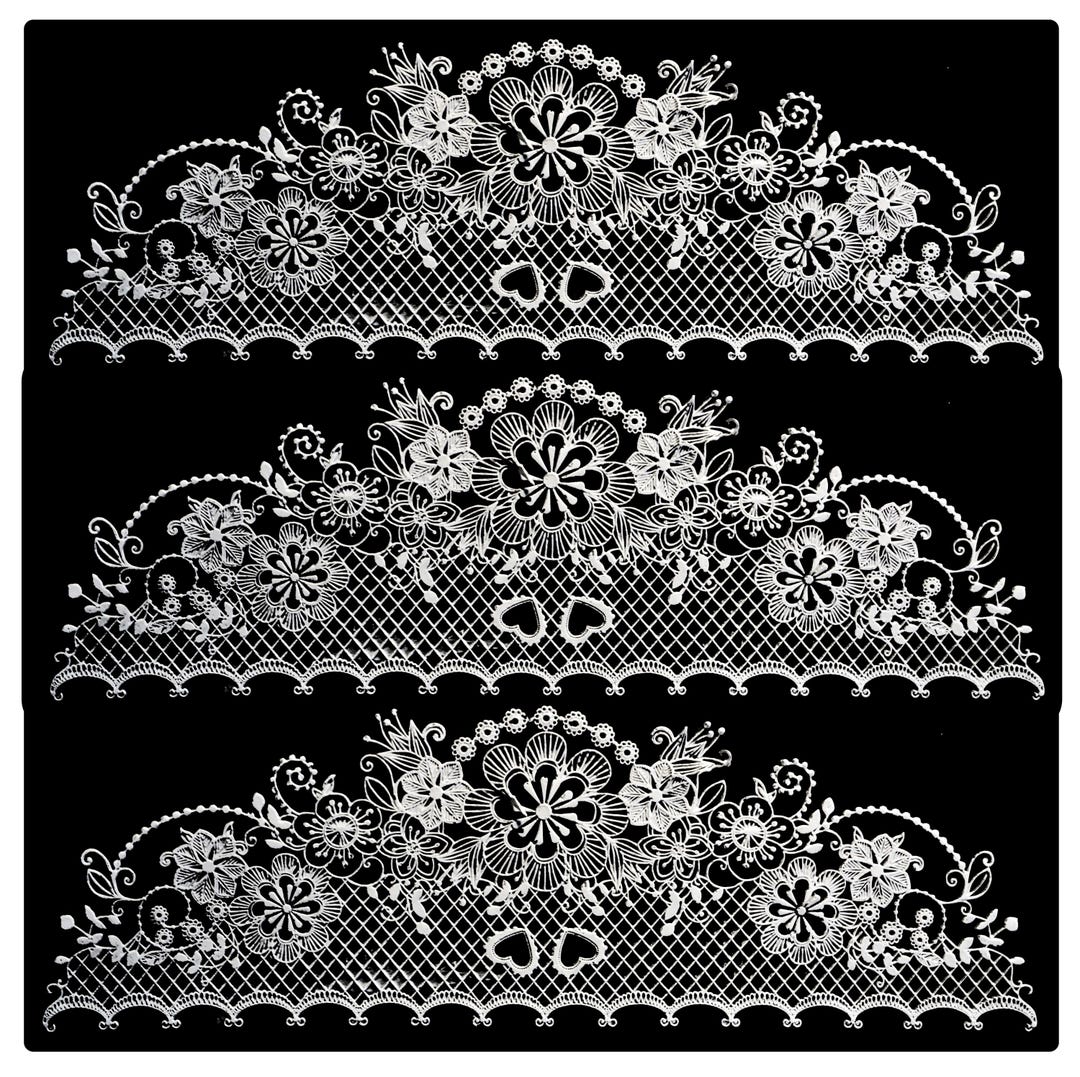 3 X Simply Heaven Edible Ready Made Cake Lace Made From Mat 35, Total ...