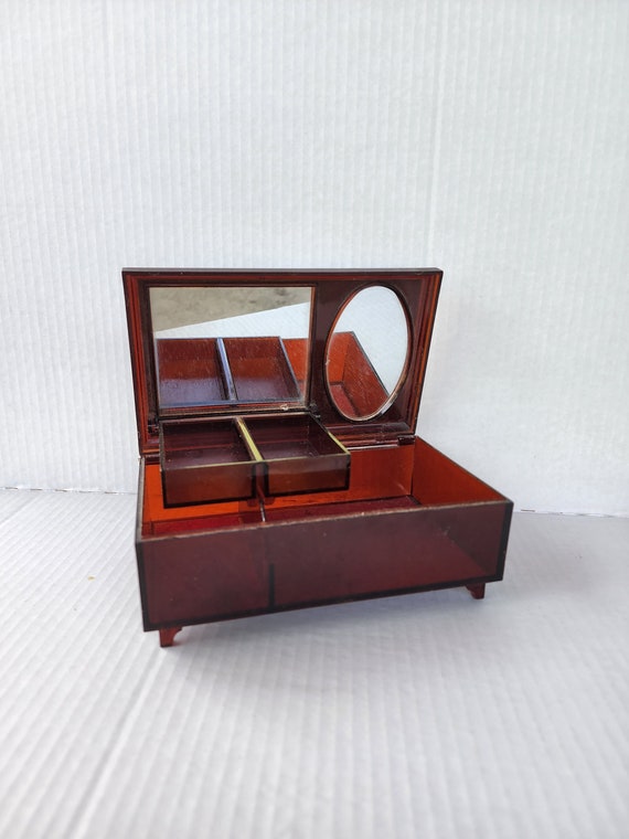 Vintage Bakelite Jewelry Box Copper Leaves Decorated,… - Gem