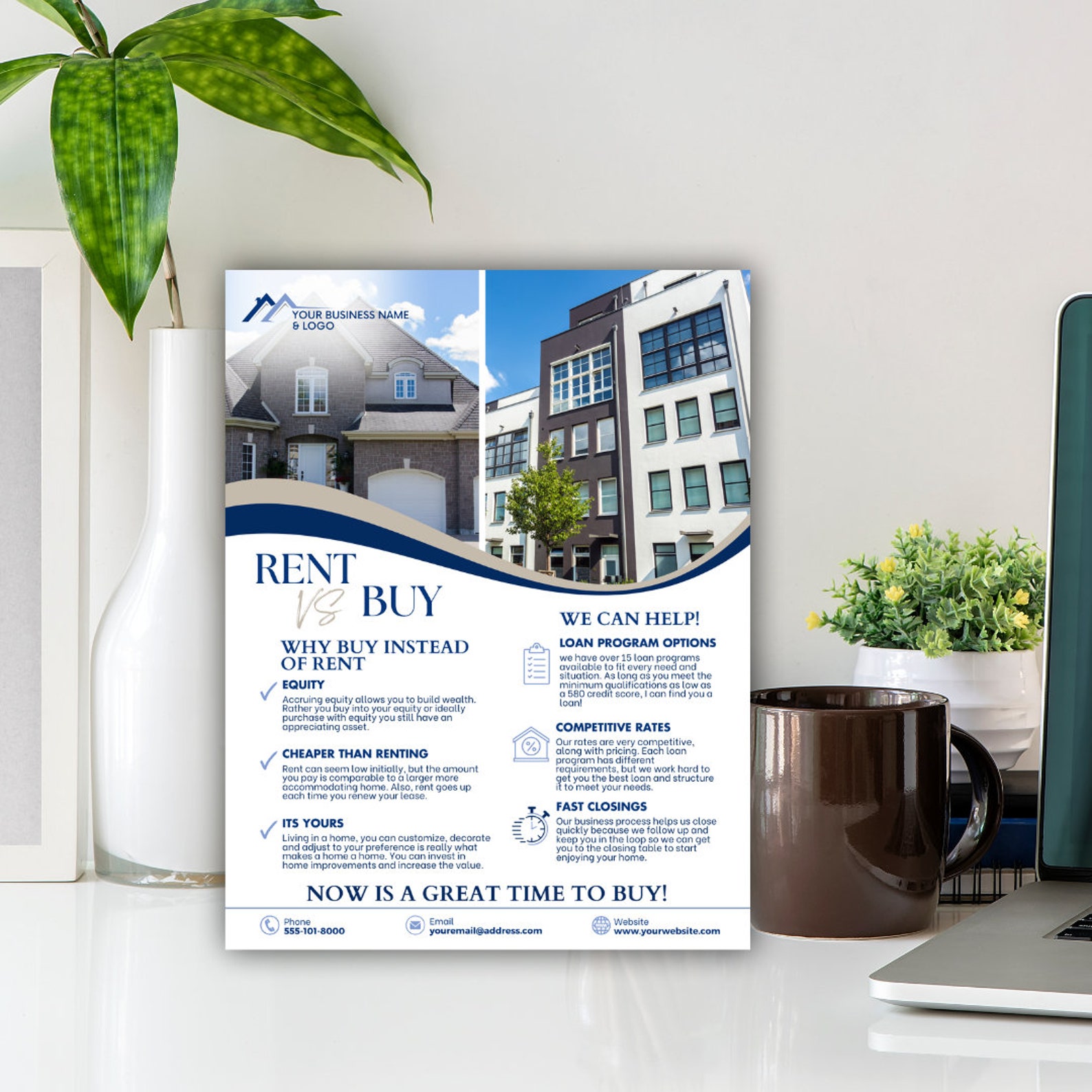 Rent Vs Buy Flyer | Mortgage Flyer | Mortgage Marketing | First-time ...