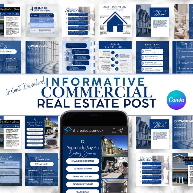 Commercial Real Estate Informative Posts: Social Media Templates (canva ...