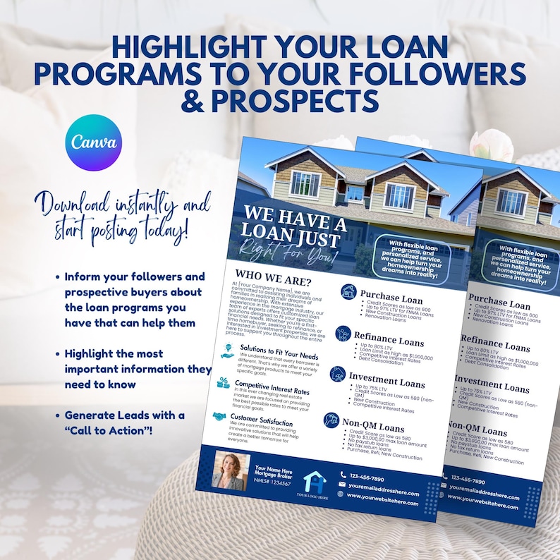 Mortgage Marketing Flyer Template: Real Estate Social Media (canva Pro ...