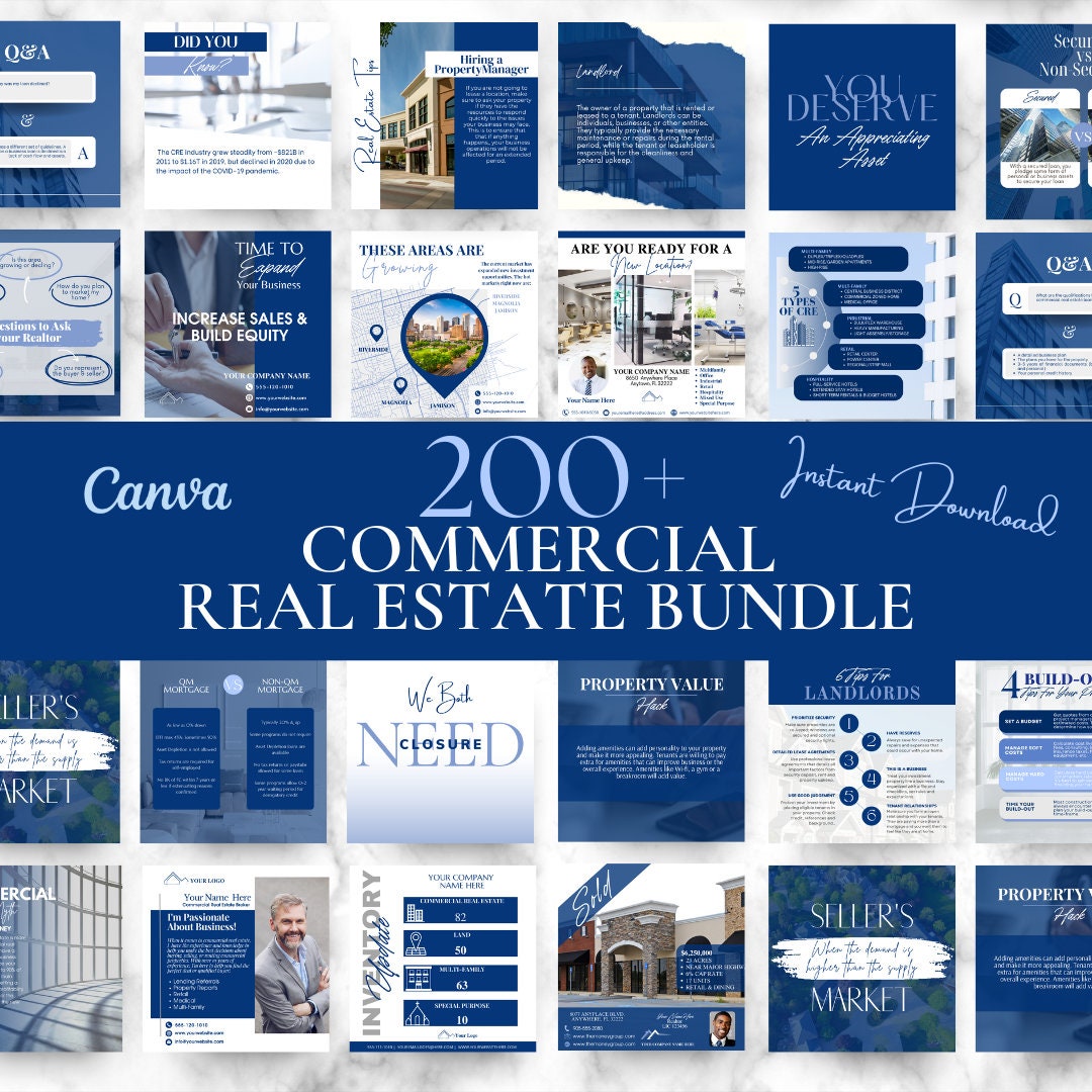 Commercial Real Estate Templates: 200+ Social Media Posts (canva ...