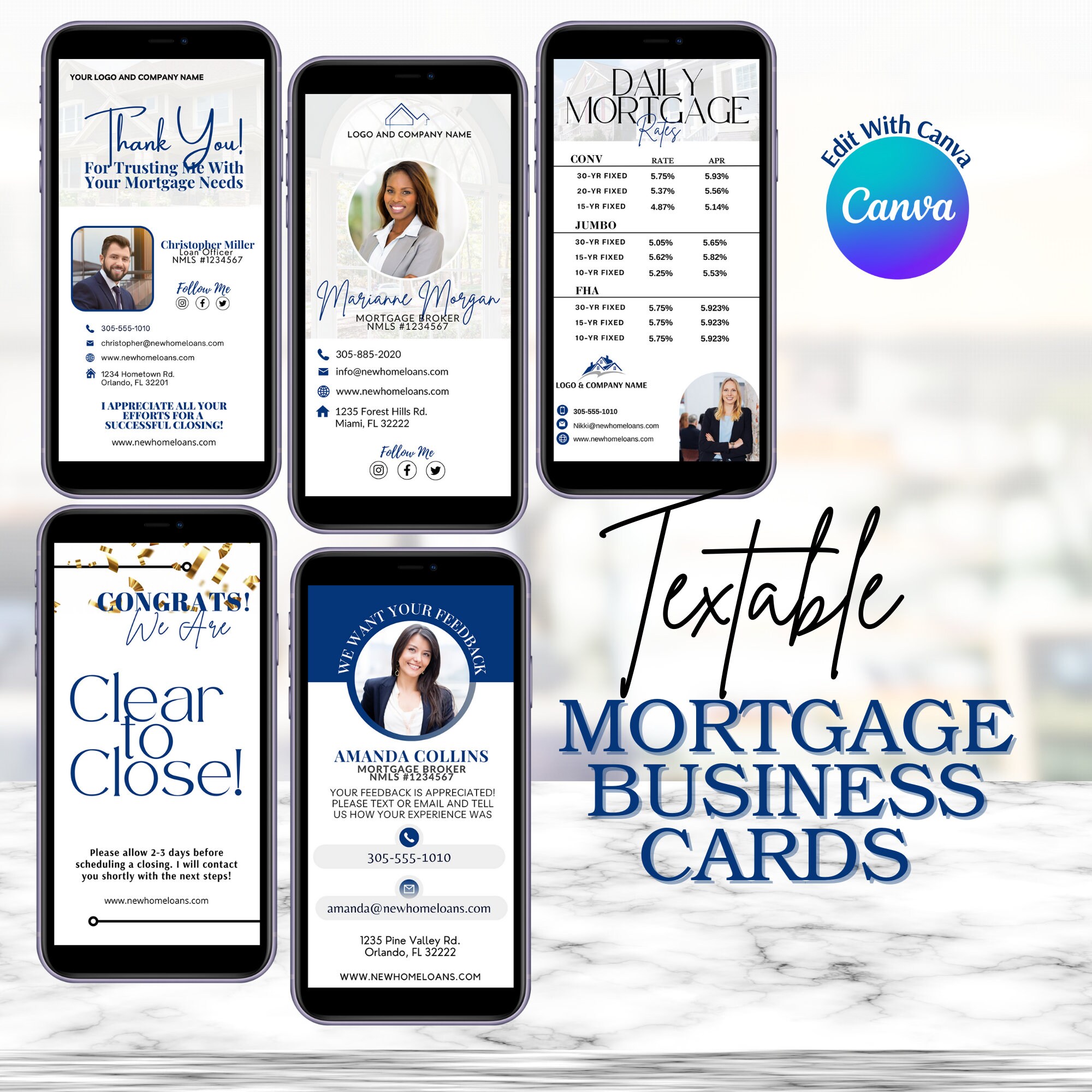 6 Digital Business Cards Mortgage Business Cards Real Estate Marketing ...