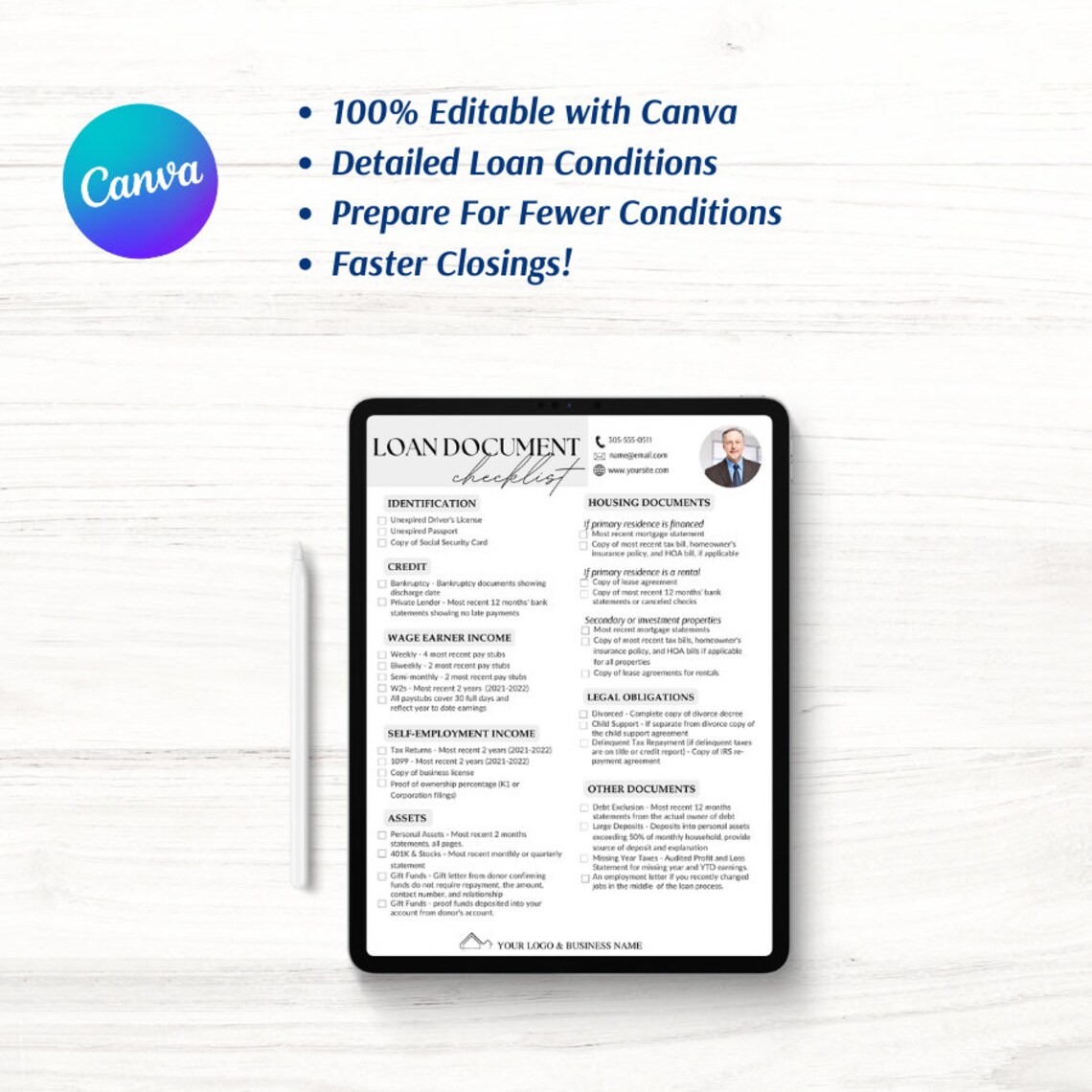 Loan Document Checklist Template: Mortgage Broker & Real Estate (canva ...