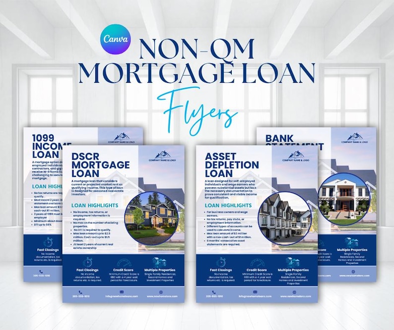 Non-qm Mortgage Loan Flyers: Editable Marketing Templates (canva) - Etsy