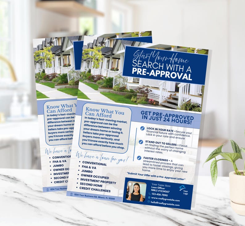 Mortgage Pre-approval Flyer Template: Editable Canva Design (digital ...
