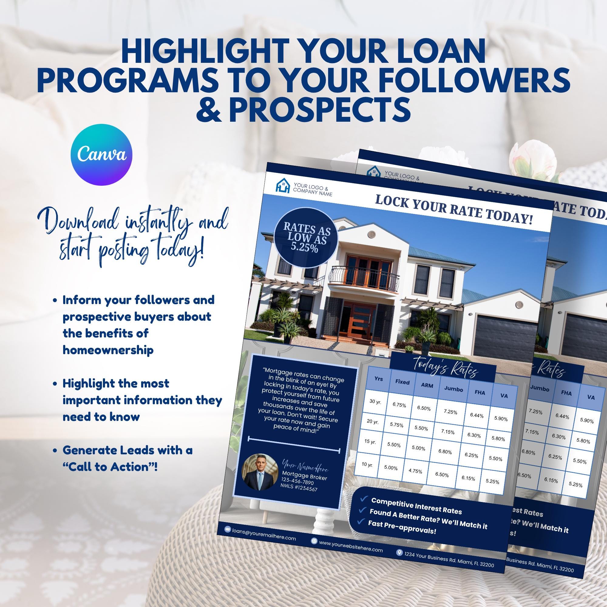 Editable Mortgage Rate Lock Flyer: Loan Officer Marketing Template ...