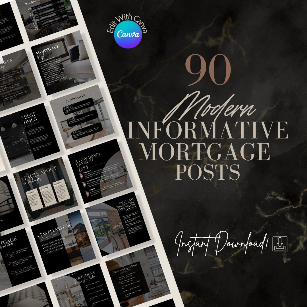 Modern Mortgage Posts: Loan Officer Marketing Templates (canva) - Etsy