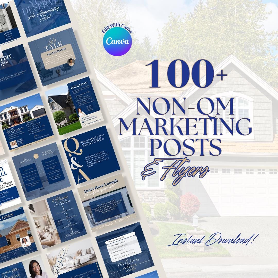 Non-qm Marketing Posts & Flyers: Loan Officer Marketing (PDF) - Etsy