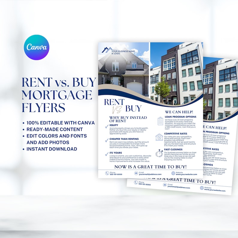 Rent Vs Buy Flyer | Mortgage Flyer | Mortgage Marketing | First-time ...