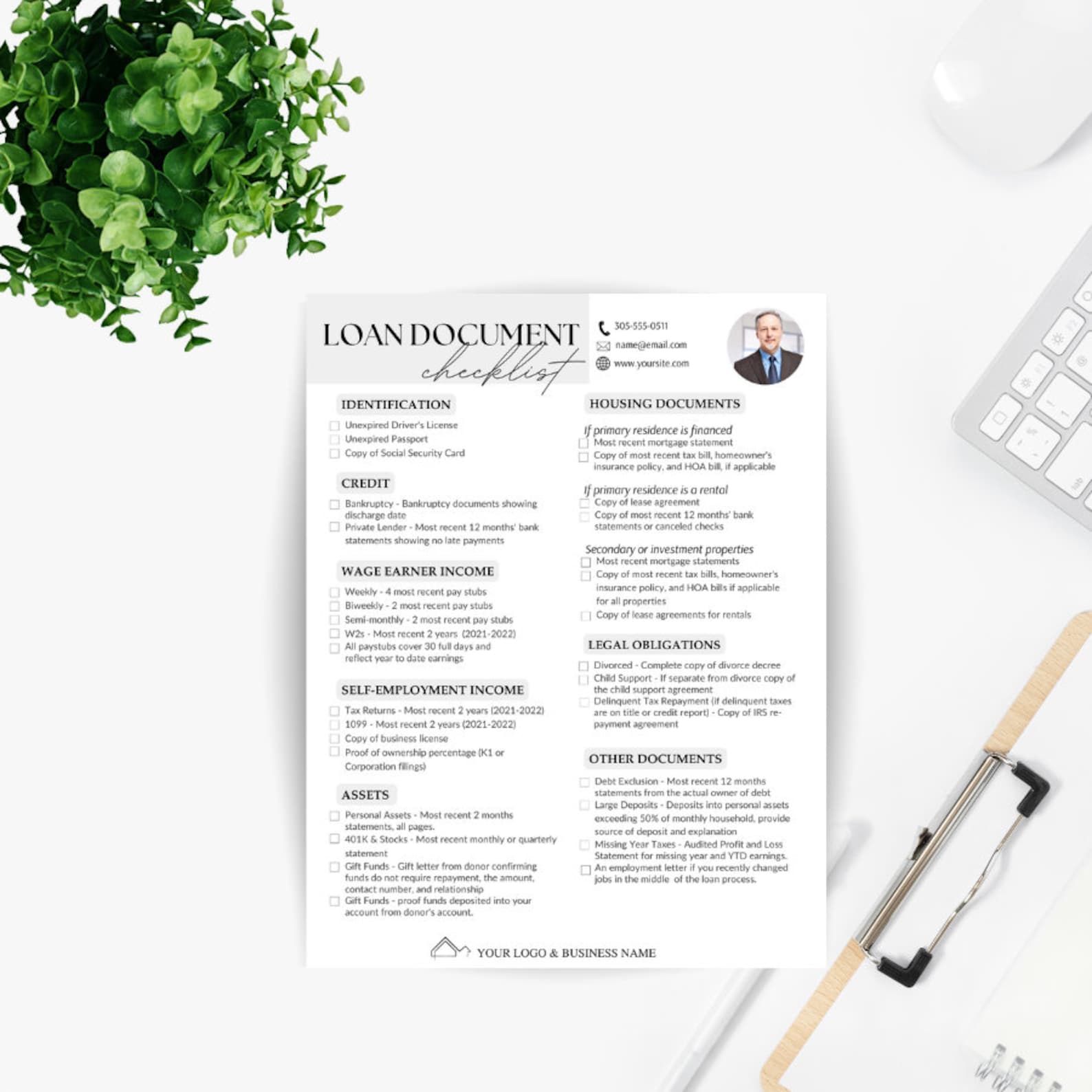 Loan Document Checklist | Mortgage Broker Templates | Loan Officer ...