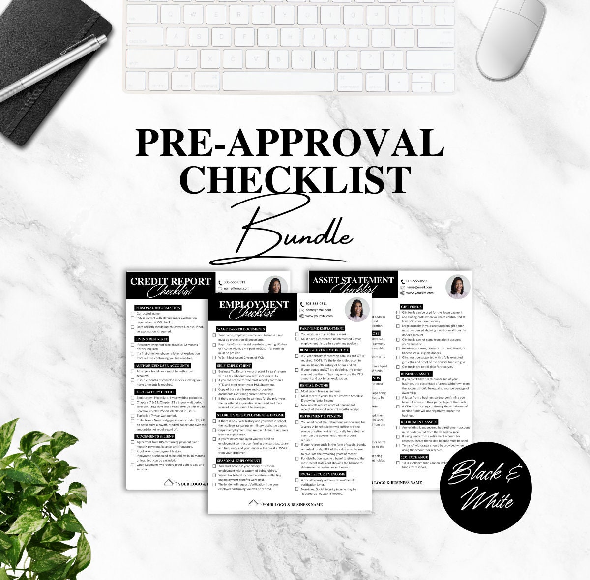 B&W | Mortgage Pre-approval Checklist | Mortgage Broker Templates ...