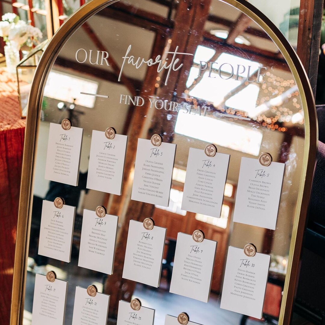 Custom Wedding Seating Chart Mirror Decal: Our Favorite People - Etsy