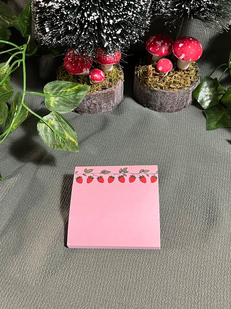 Cottagecore Sticky Notes Daisies Mushrooms Leaves Strawberries Sprouts ...