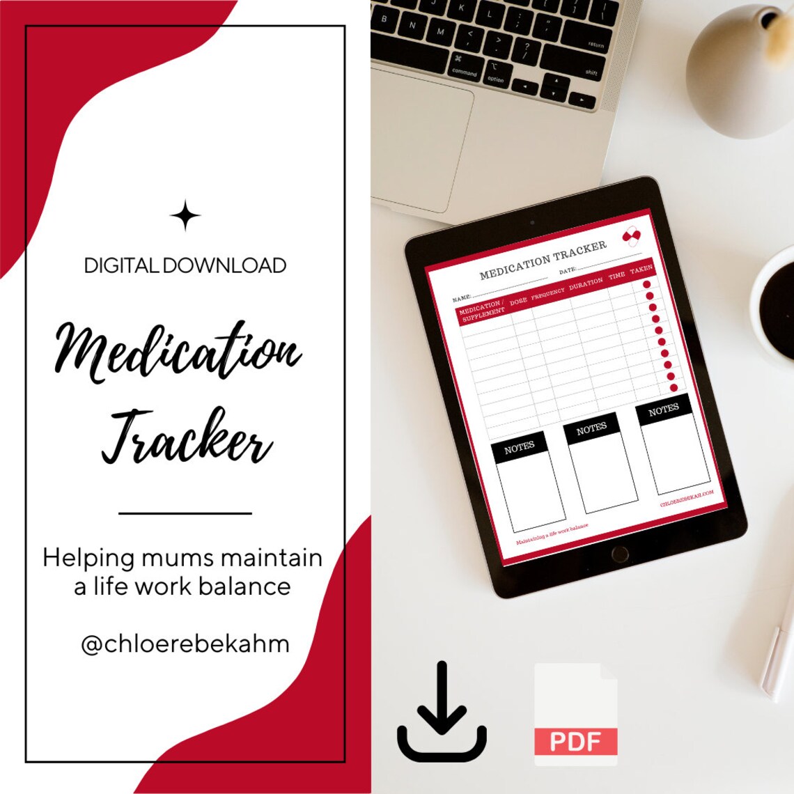 Medication Tracker Medication Dosage Chart Mum Chart Instant Download ...