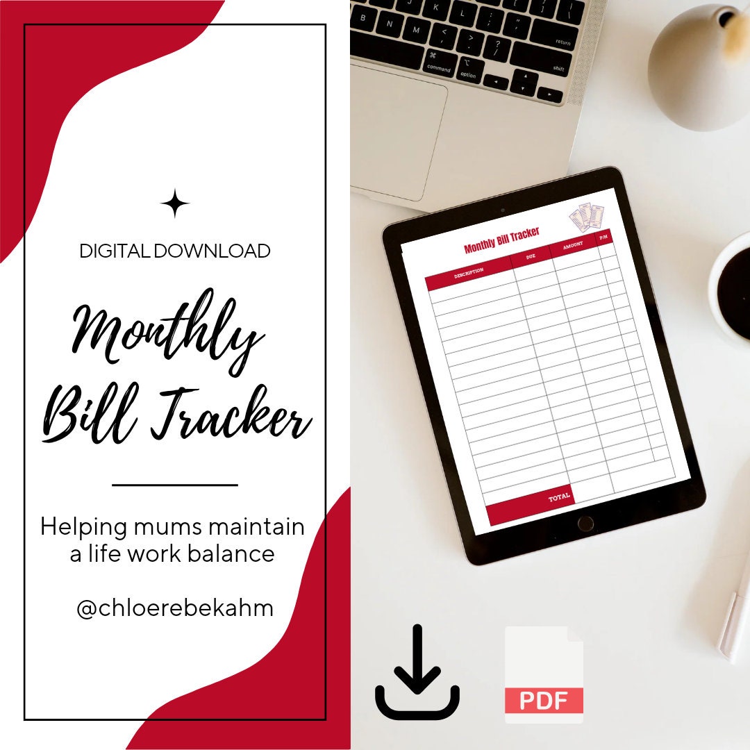 Monthly Bill Tracker Instant Download Pdf - Etsy