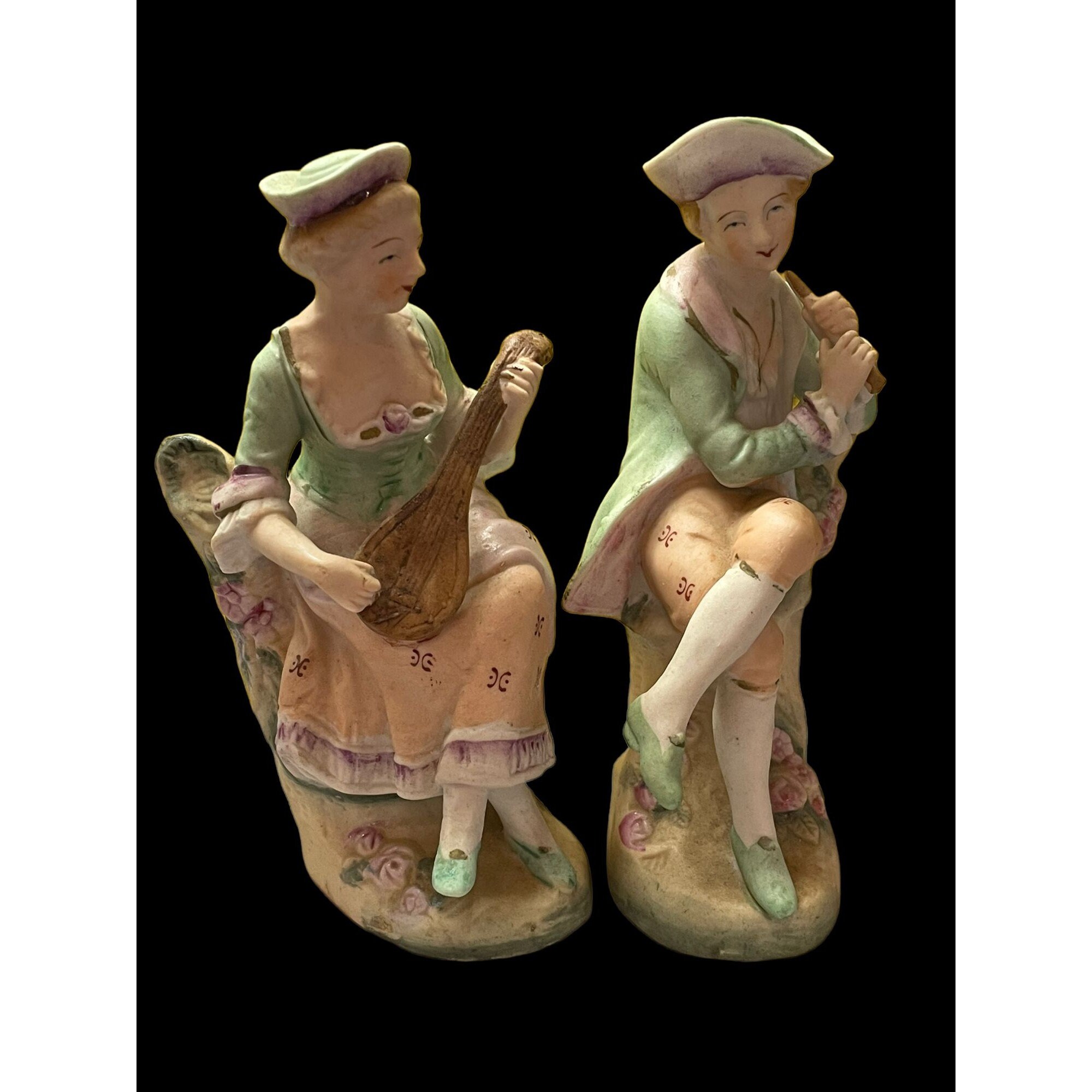 BOHO European Woman Playing FIDDLE & Man Playing FLUTE - Etsy