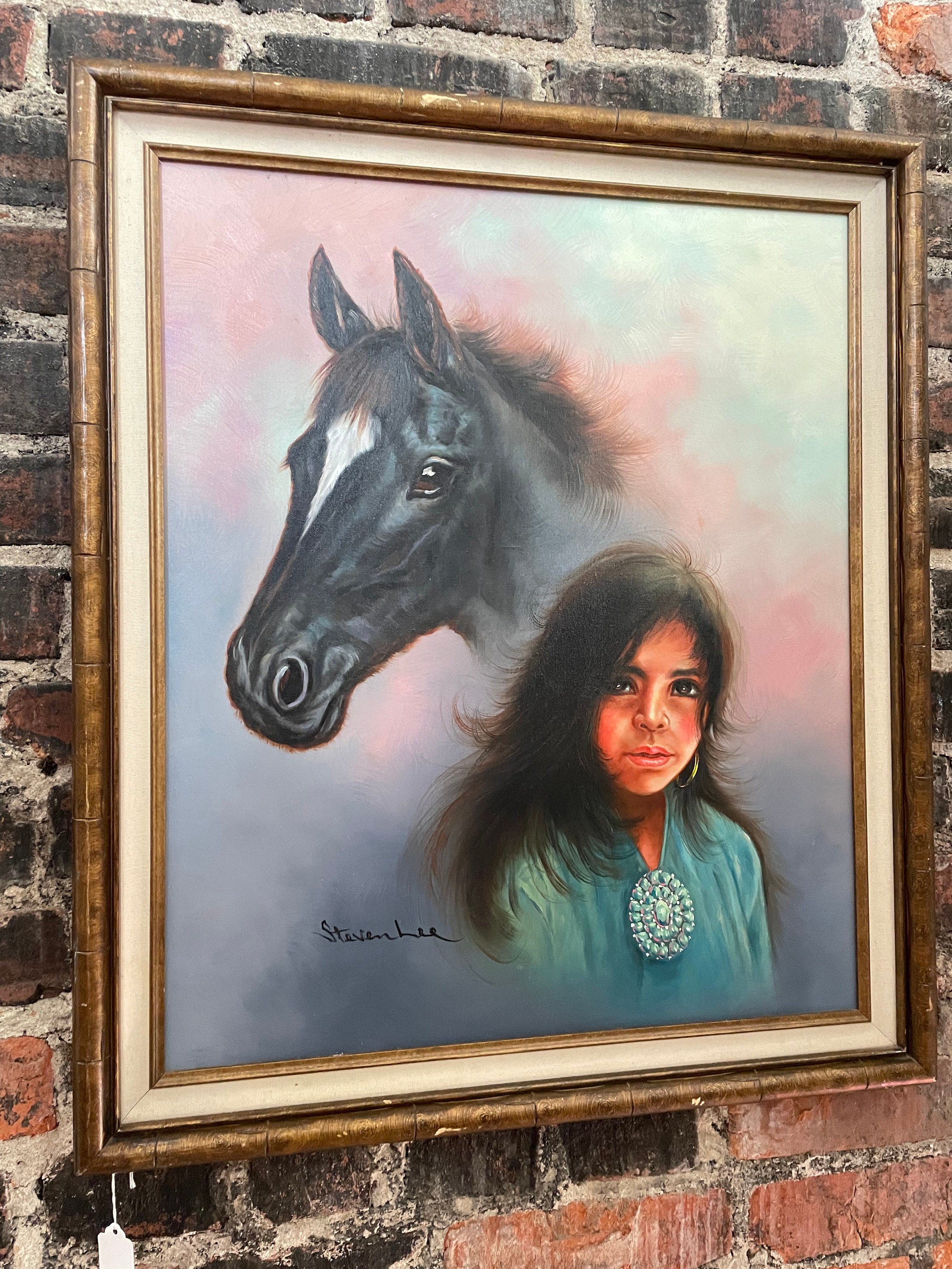 A Girl and Her Horse, Native American Artist, Steven Lee - Etsy