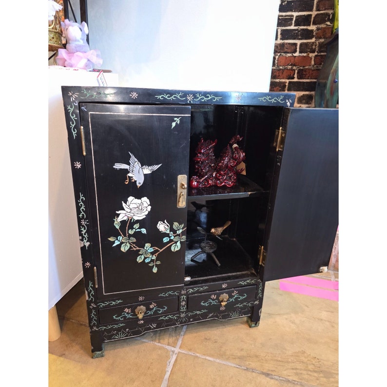 Yangzhou Lacquerware Original Black Lacquer Cabinet - Etsy