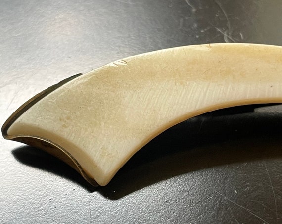 Bras and hand carved bone scimitar sword dagger pin b… - Gem