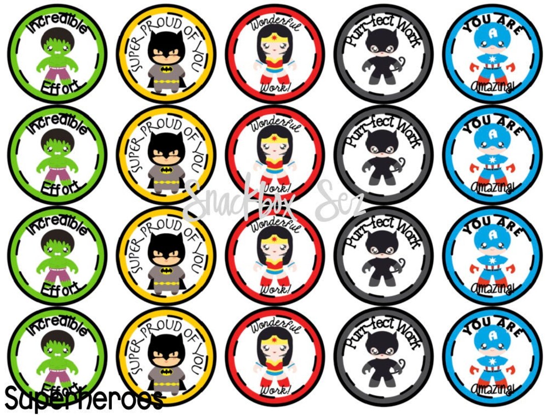 Superhero Teacher Stickers merit - Etsy