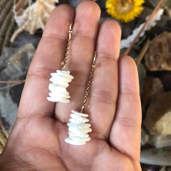 White Shell Earrings - Etsy