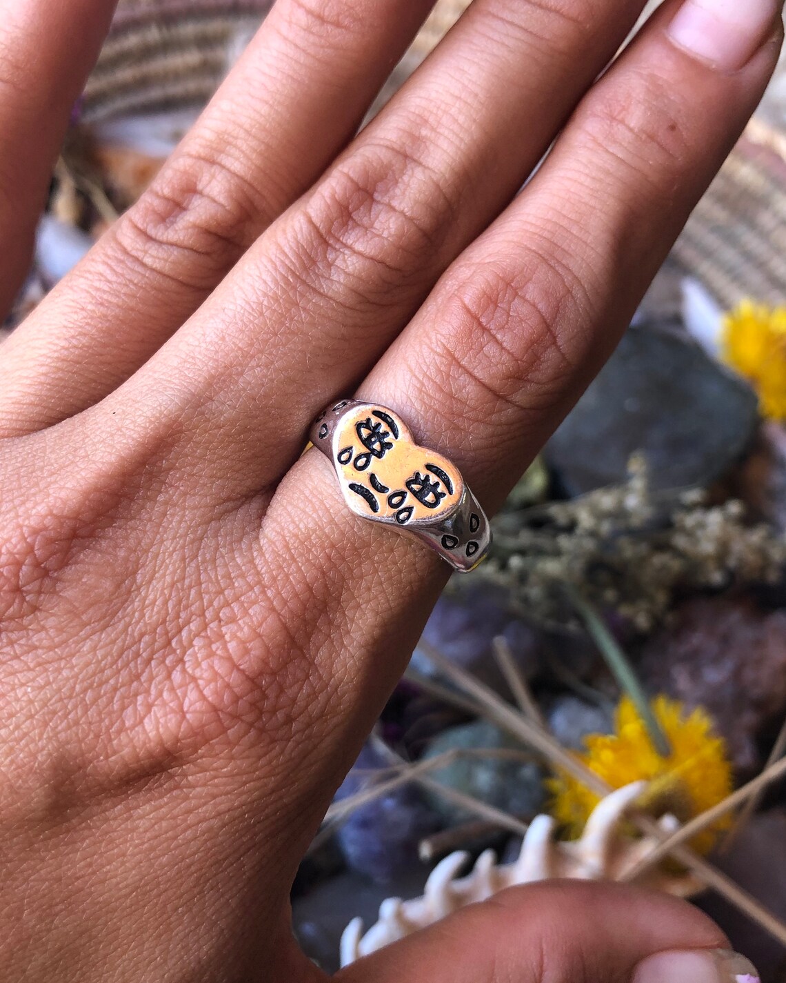 Sad Girl Adjustable Ring Crying Face Silver Signet Ring | Etsy