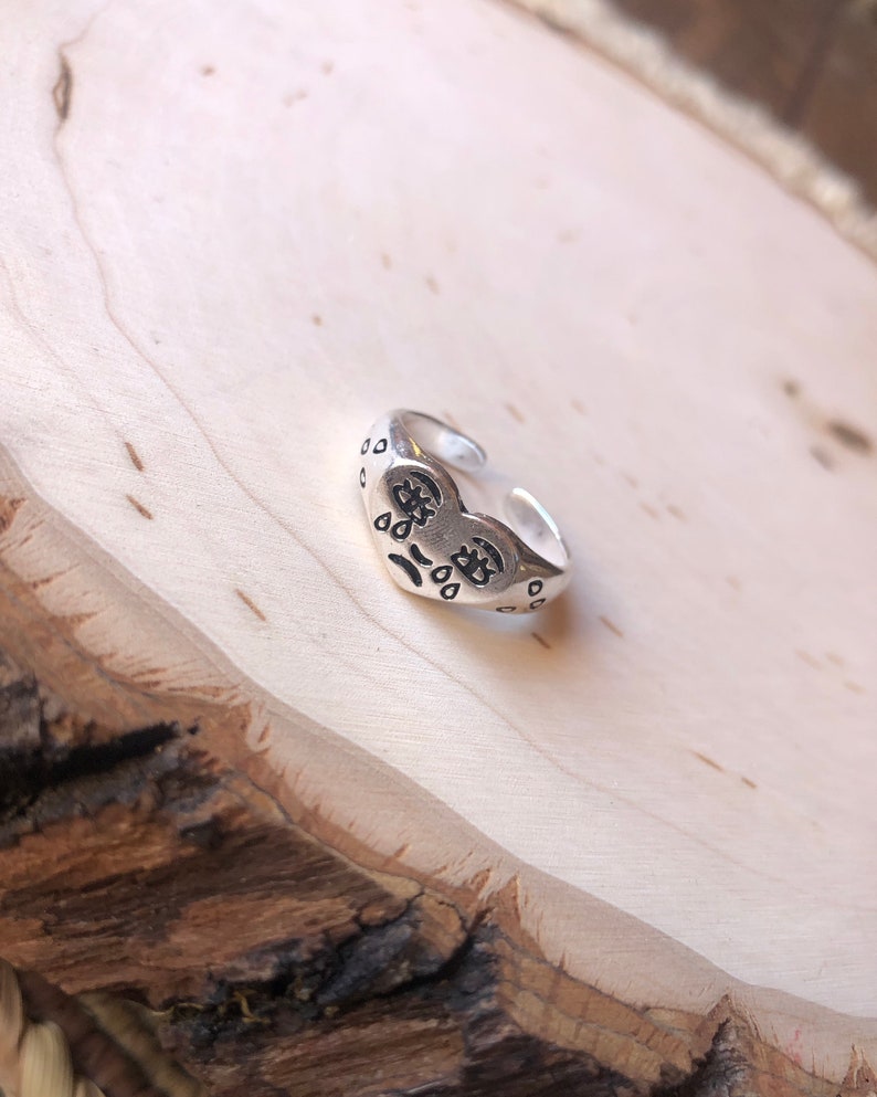 Sad Girl Adjustable Ring Crying Face Silver Signet Ring - Etsy