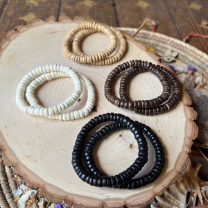 Hawaiian Coconut Shell Bracelet, Handmade Beaded Beach Surfer Necklace ...