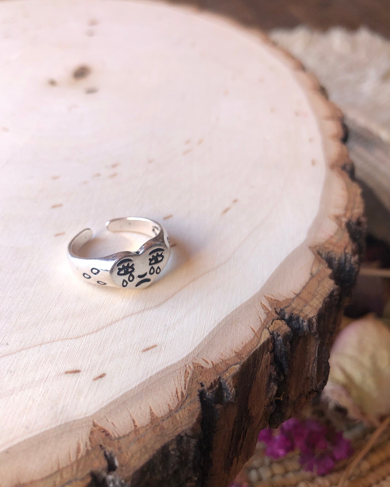 Sad Girl Adjustable Ring Crying Face Silver Signet Ring | Etsy
