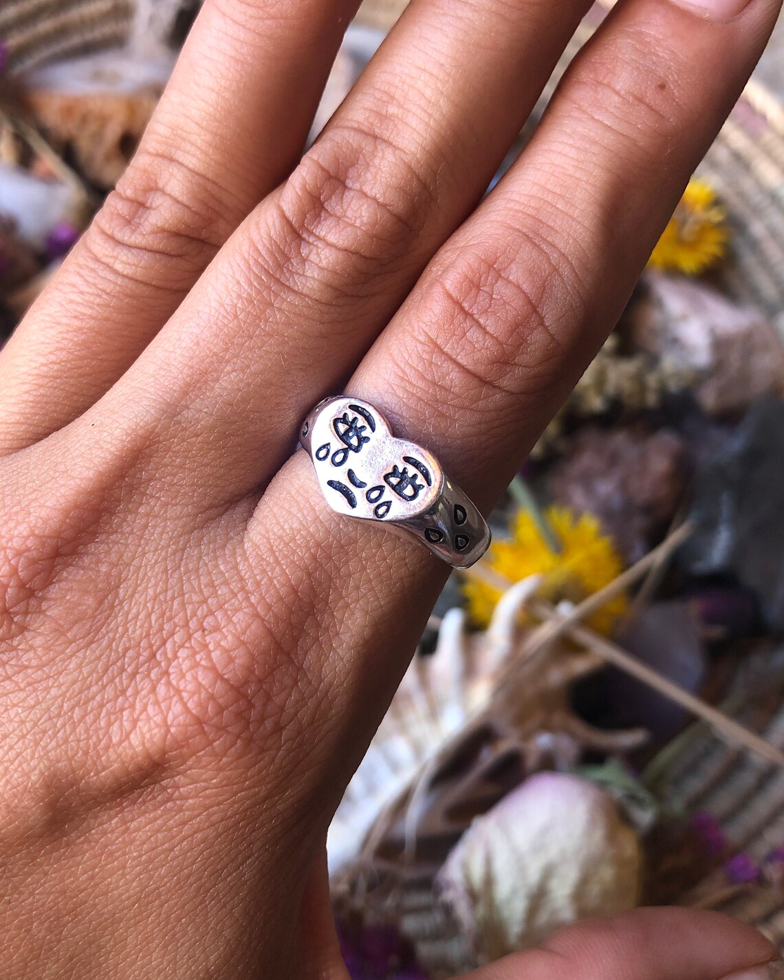 Sad Girl Adjustable Ring Crying Face Silver Signet Ring - Etsy