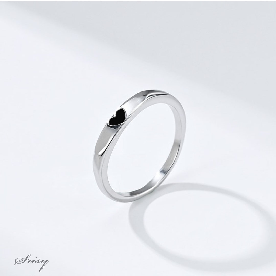 Stainless Steel Heart Ring, Heart Wedding Band, Handcrafted Steel Band ...