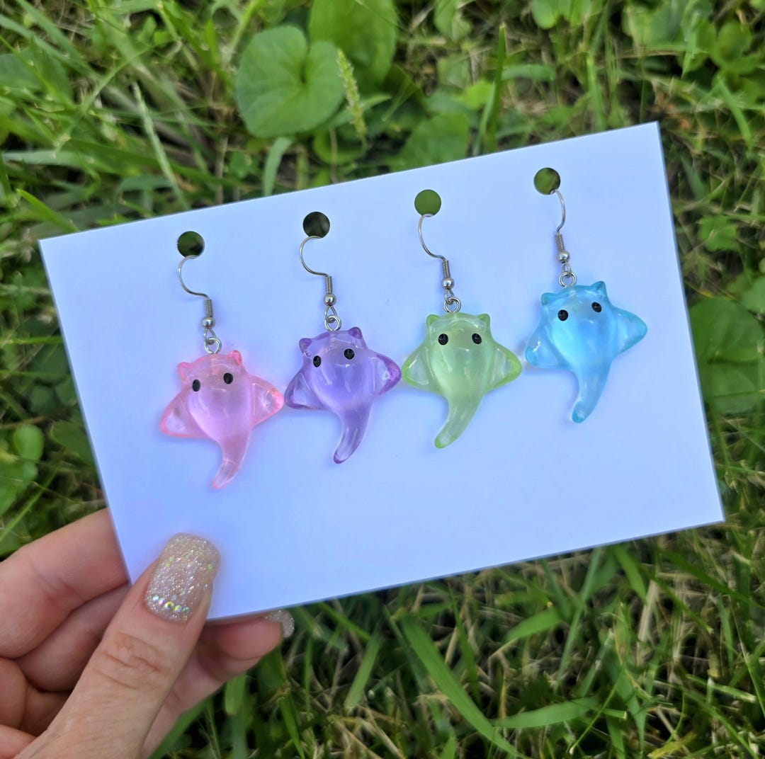 Jelly Stingray Earrings – Cute Ocean Animal Jewelry | Handmade Resin ...