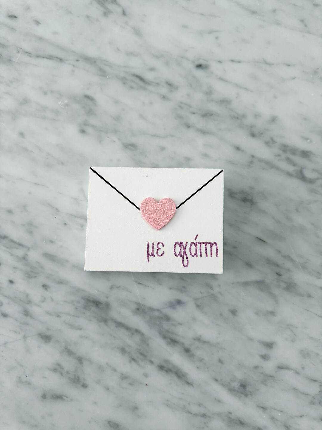 Me Agapi/with Love Pink Glitter Heart Envelope Wood Decor - Etsy