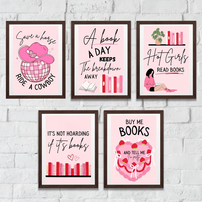 Pink Bookish Quote Posters | Aesthetic Wall Art | Book Lover Digital ...