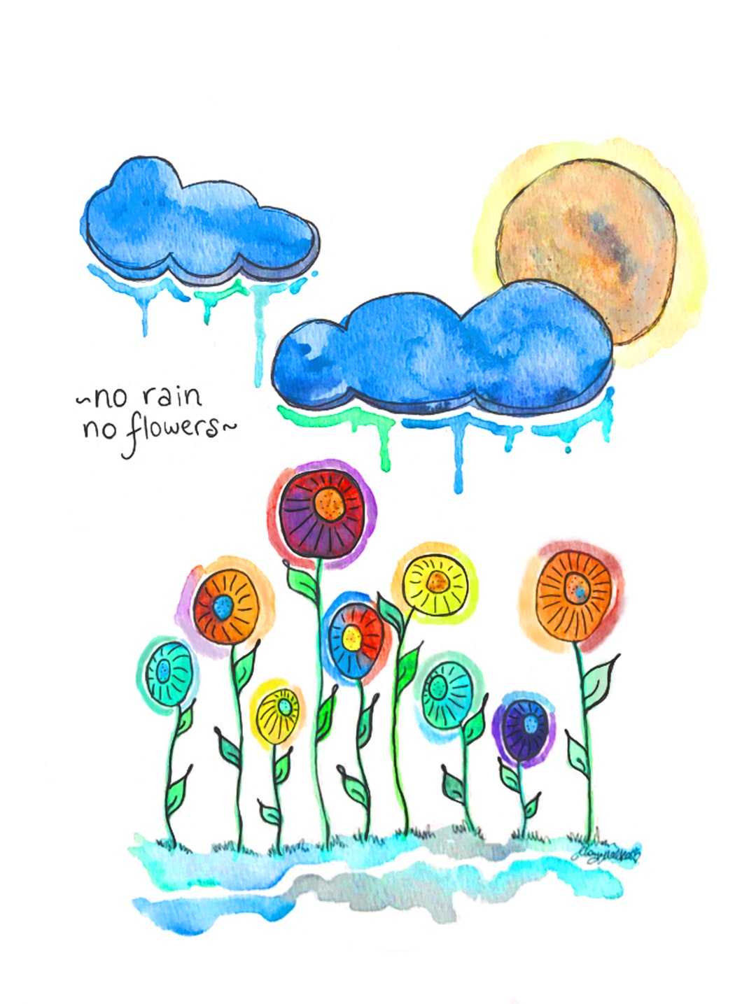 No Rain No Flowers Art Print 3 - Etsy