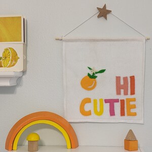 Cutie Orange Themed Decor - Hey Cutie Wall Banner - Clementine Orange ...