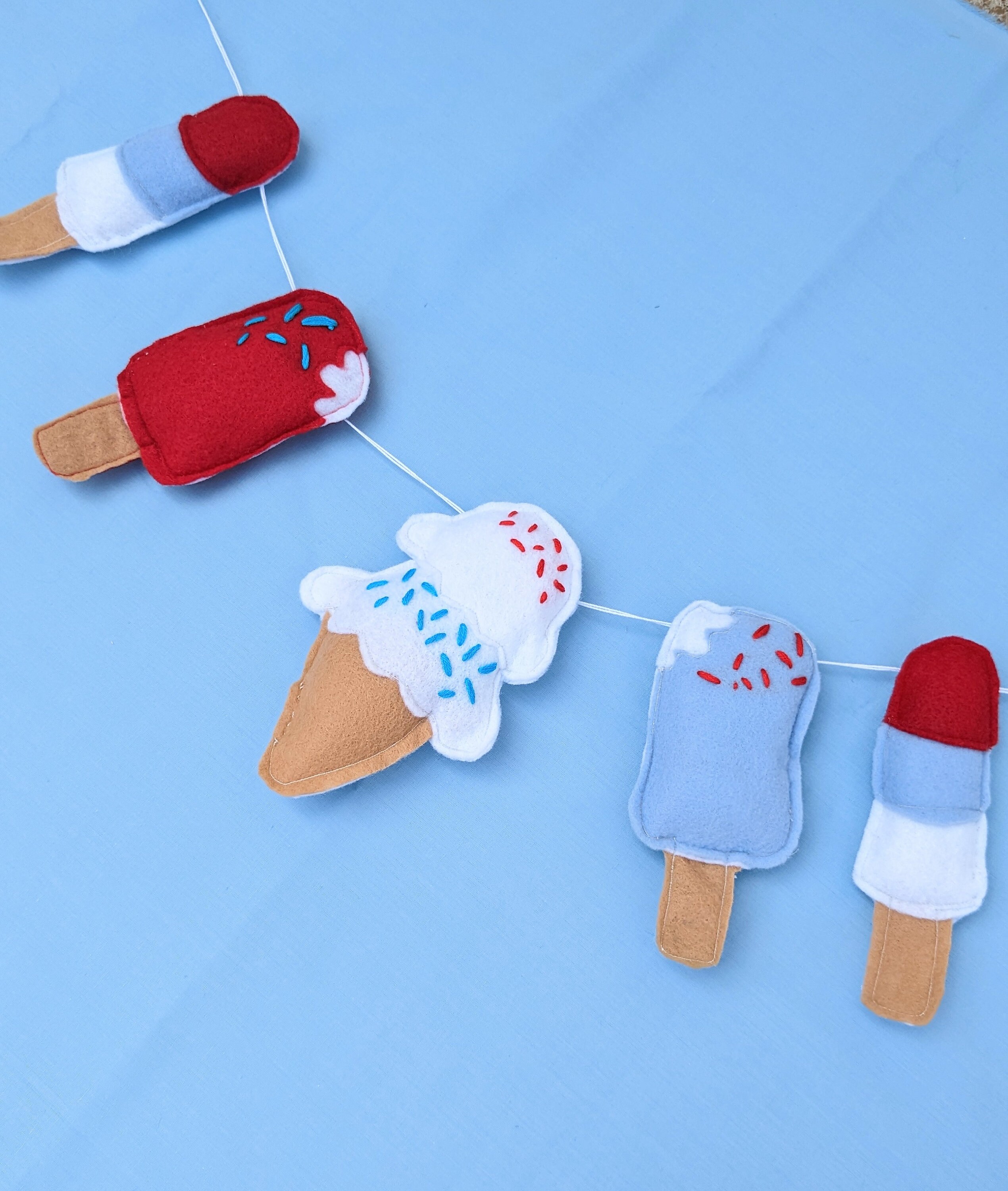 Ice Cream Summer Banner July 4 Garland Kids Patriotic Decor - Etsy